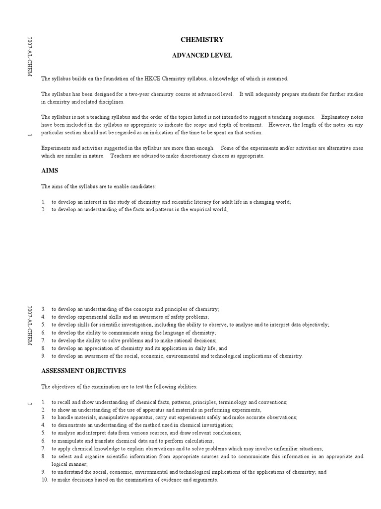 AL Chem Syllabus | PDF