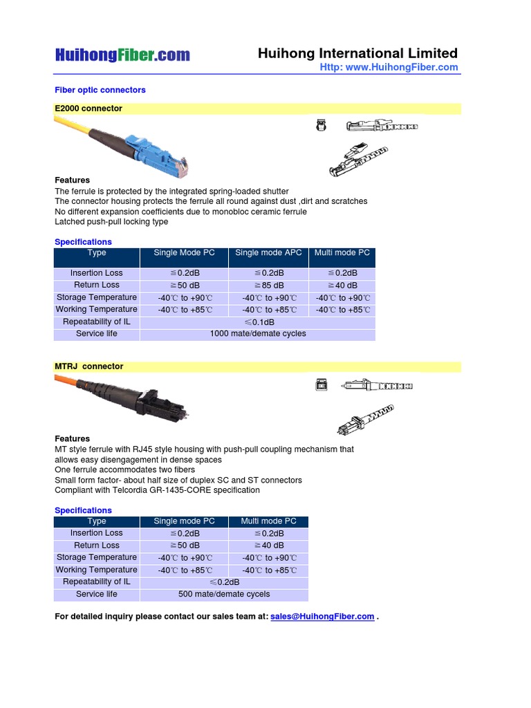 Huihong International Limited: E2000 Connector | PDF ...