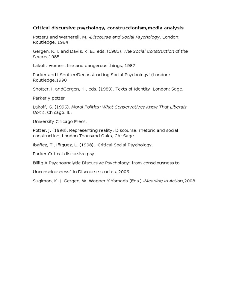 Critical Discursive Psychology Overview | PDF