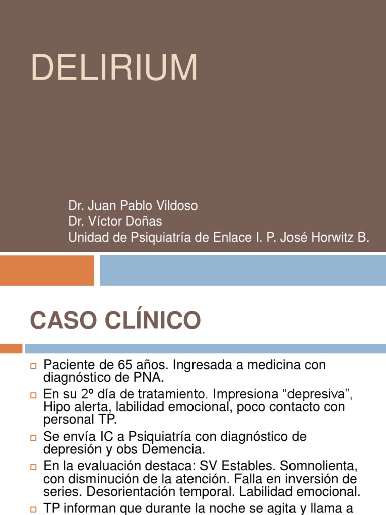 Delirium | PDF | Depresión (estado de ánimo) | Manual Diagnóstico y ...