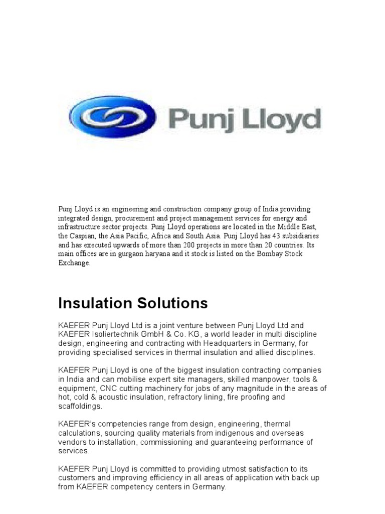 Punj Lloyd Project | PDF | Building Insulation | Asia