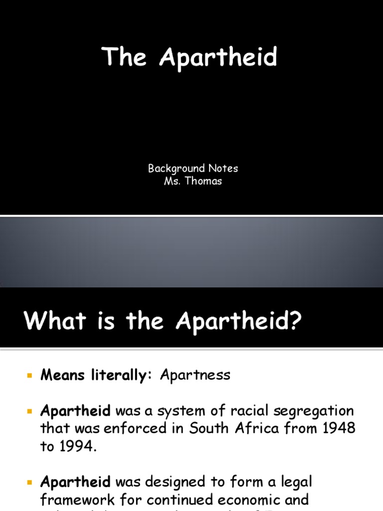 Background Notes Ms. Thomas | PDF | Apartheid | Black People