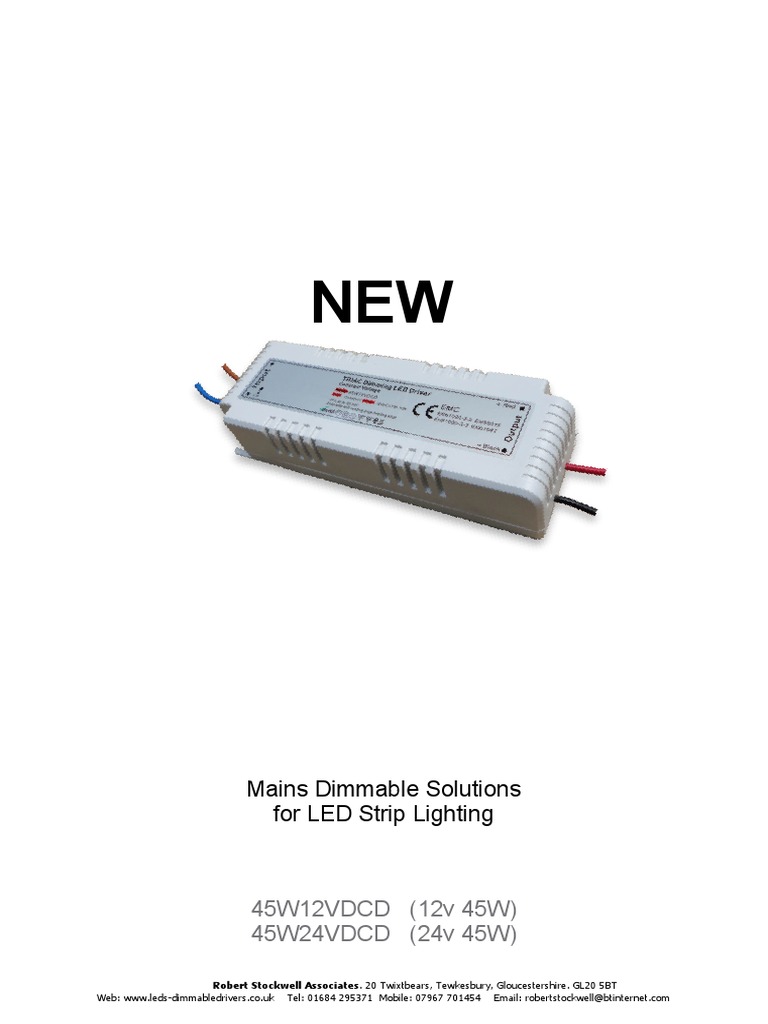 Mains Dimmable LED Strip Drivers, 45W12vDCD 45W24VDCD | Light Emitting ...