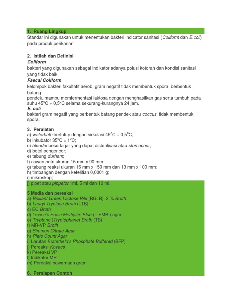 Cara Uji Mikrobiologi - Bagian 1: Penentuan Coliform Dan Escherichia ...
