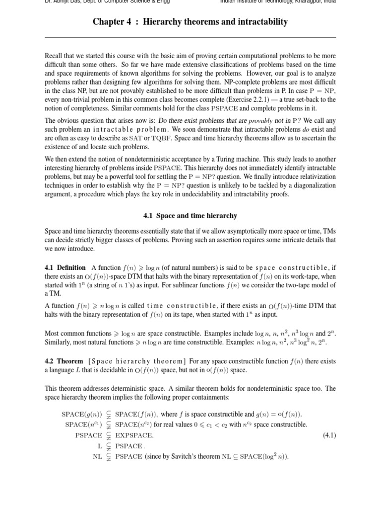 Hierarchy Theorems and Intractability | PDF | Computational Complexity Theory | Time Complexity