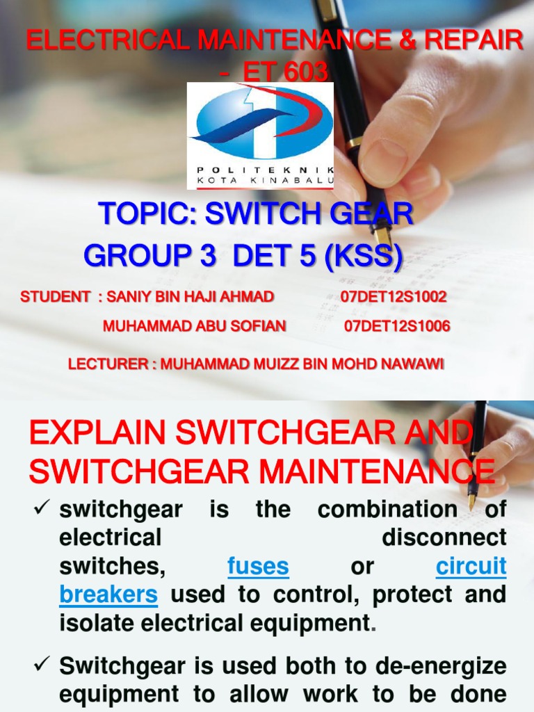Switchgear Presentation | PDF | Manufactured Goods | Electrical Components