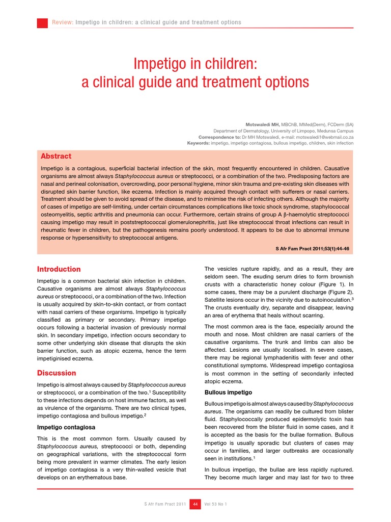 Impetigo in Children: A Clinical Guide and Treatment Options | PDF ...