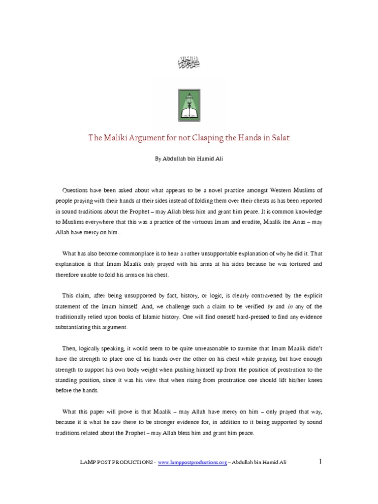 Sadl Salat in The Maliki Madhahb - Abdullah Bin Hamid Ali | PDF ...
