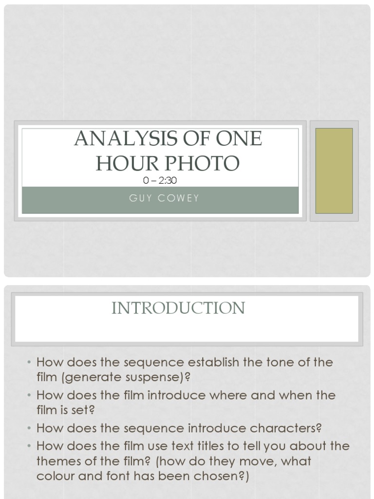 One Hour Photo: Opening Sequence Analysis | PDF