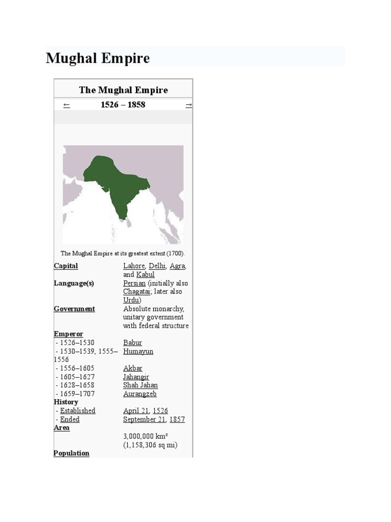 Mughal Empire: Peak and Extent Map | PDF | Mughal Empire | Urdu