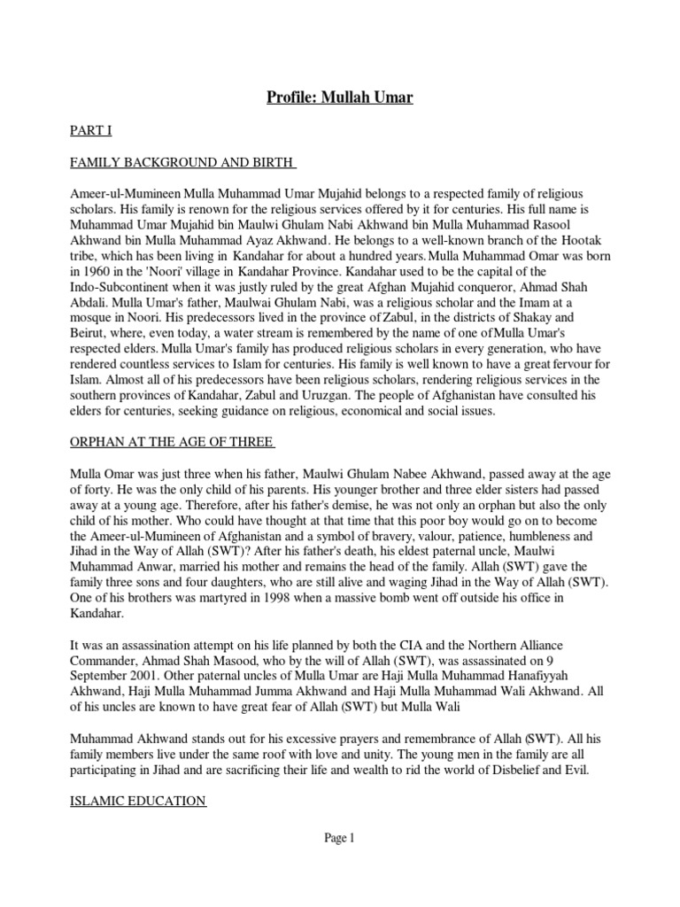 Mullah Umar: A Life of Jihad and Faith | PDF | Umar | Taliban