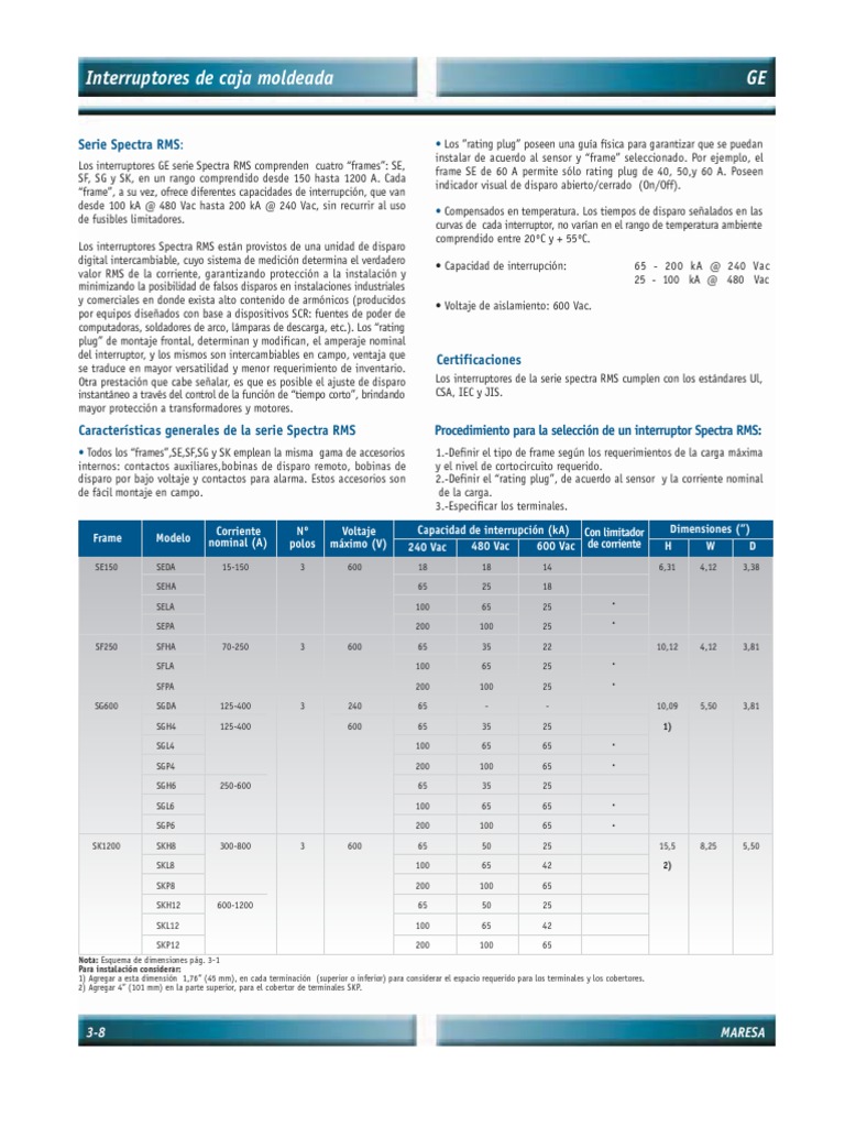 Catálogo de Interruptores Spectra RMS | PDF | Tecnología