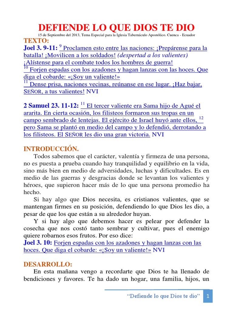 Defiende Lo Que Dios Te Dio | PDF | David | Textos Religiosos