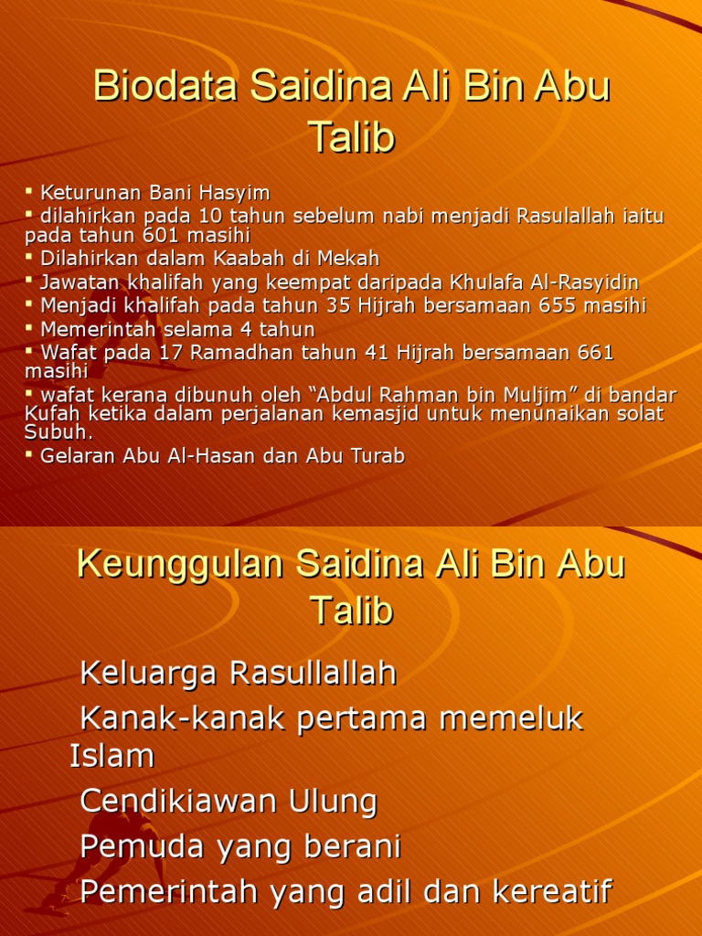 Biodata Saidina Ali Bin Abi Talib | PDF