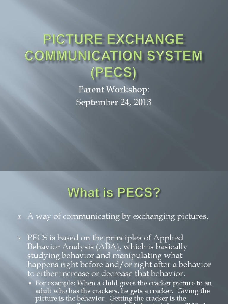 PECS Workshop | PDF | Reinforcement | Neuropsychological Assessment