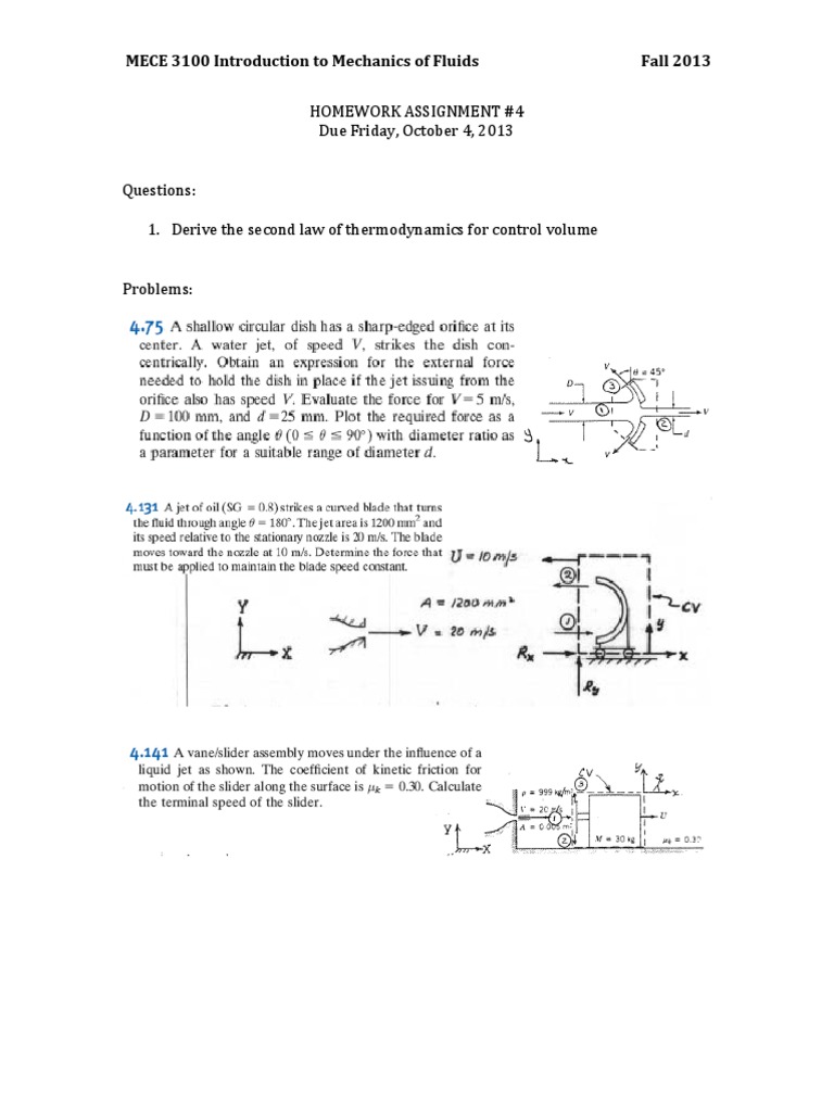 Fluid Mechanics Problem Set | PDF | Fluid Dynamics | Dynamics (Mechanics)