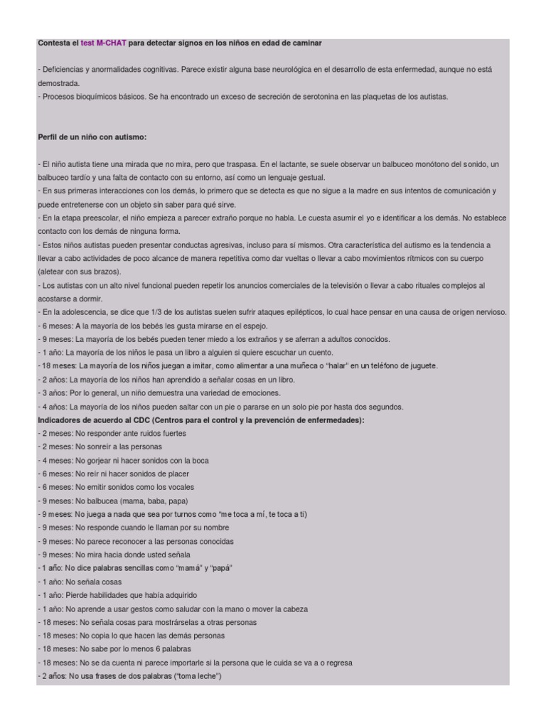 TEST M-CHAT | Autismo | Bienestar