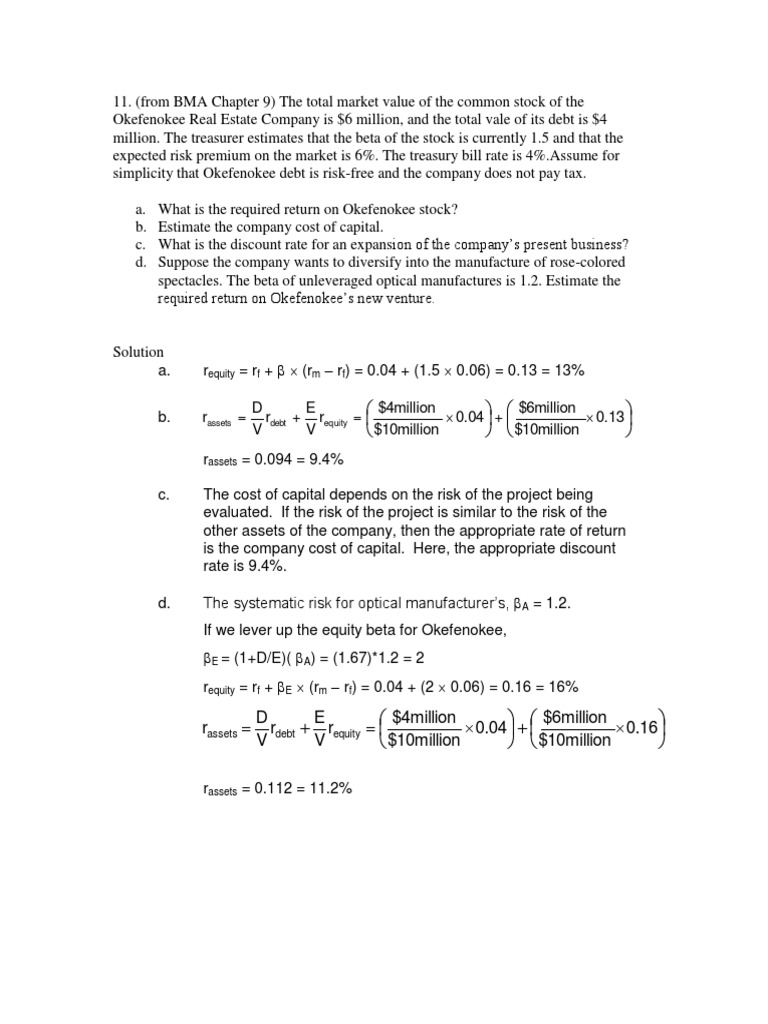 Examples WACC Project Risk | PDF | Cost Of Capital | Beta (Finance)