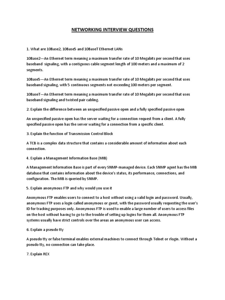 Networking Interview Questions | PDF | Business | Computers