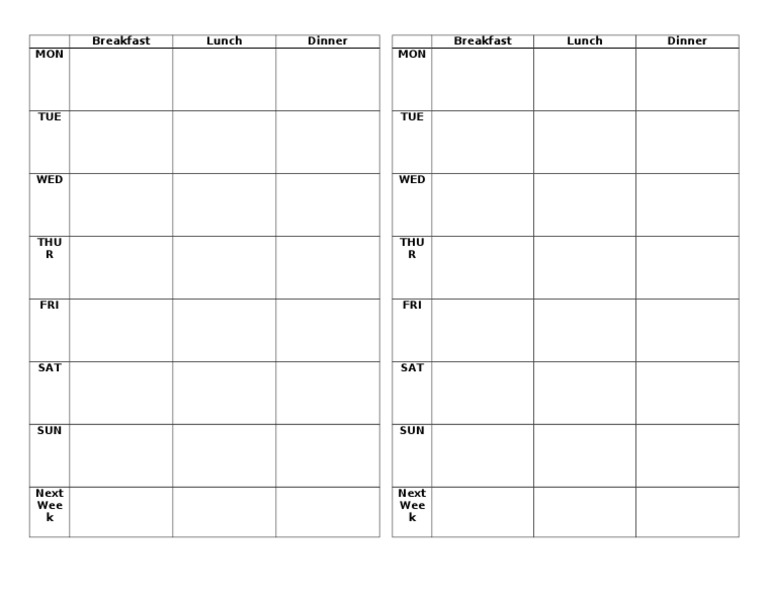 Meal Plan Grid - 2 Up | PDF