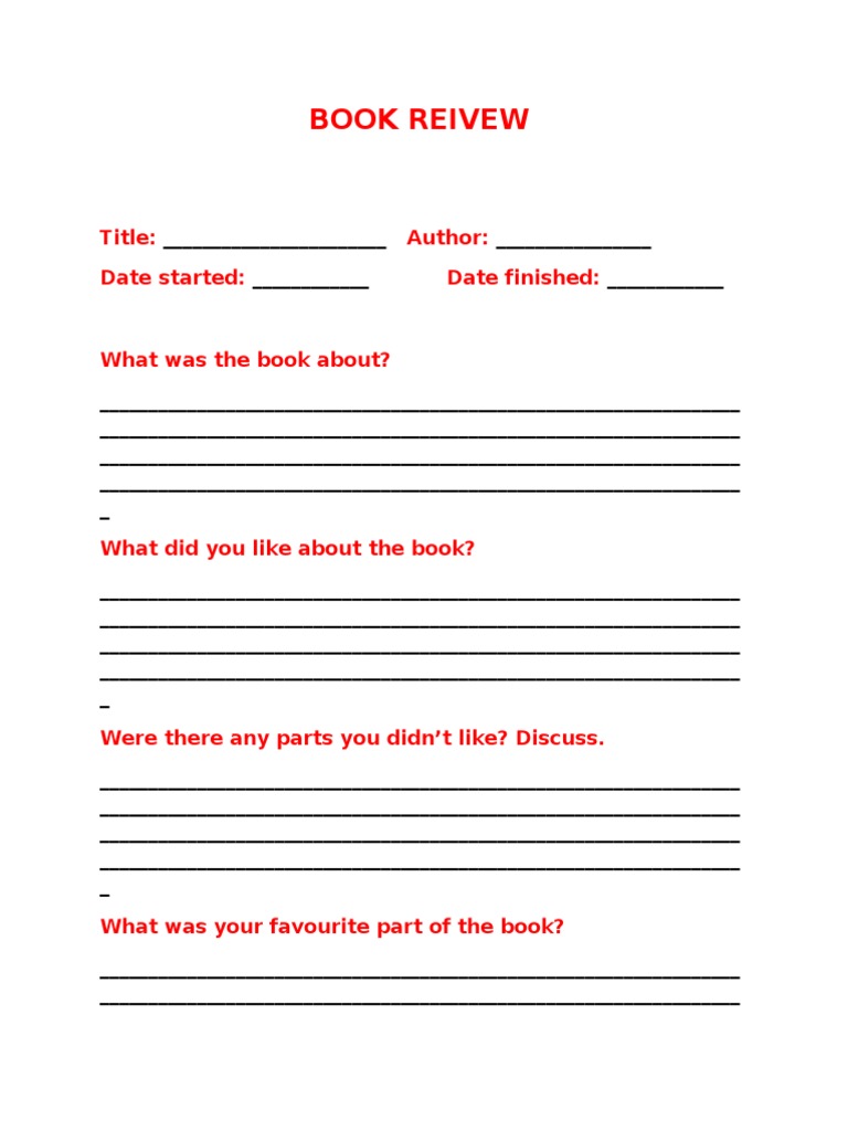 Book Reivew: Title: Author: Date Started: Date Finished | PDF