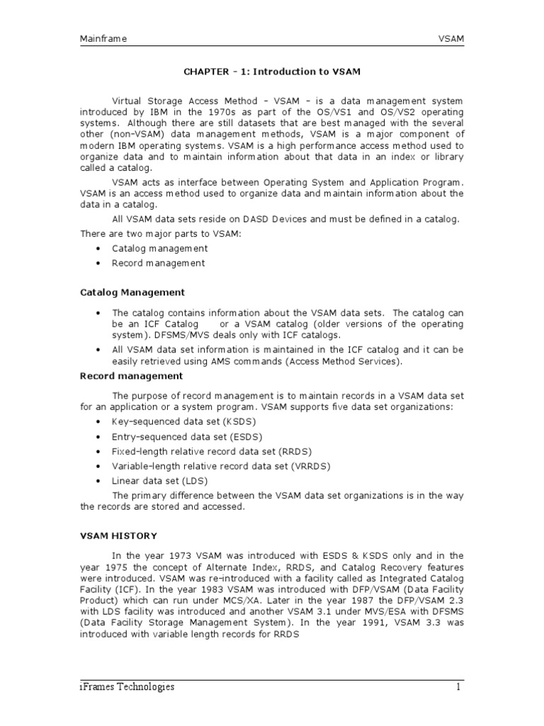VSAM Handout | PDF | Database Index | Operating System Technology