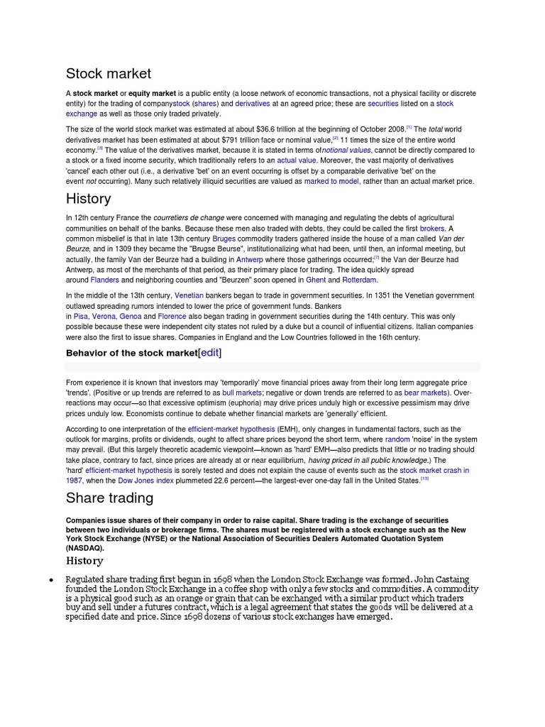 Stock Market Document | PDF | Subsidiary | Repurchase Agreement
