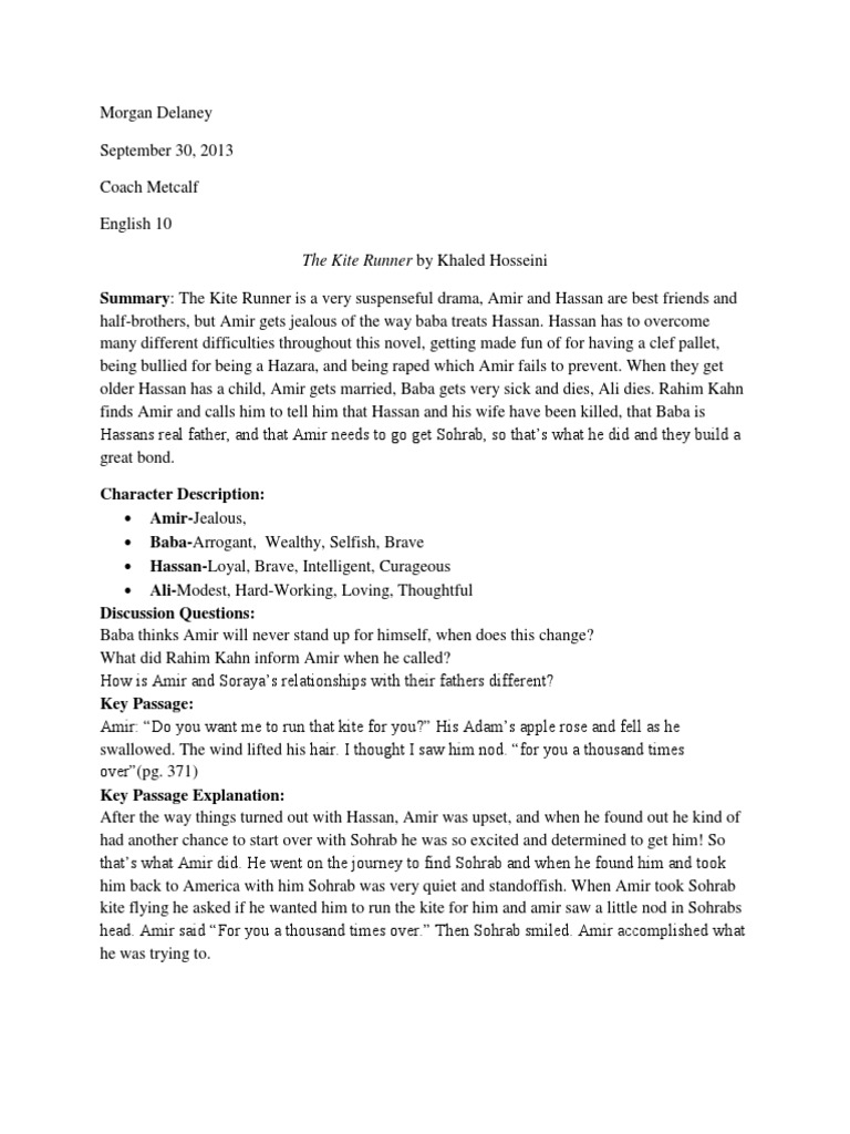 The Kite Runner: Summary & Analysis | PDF | Classics