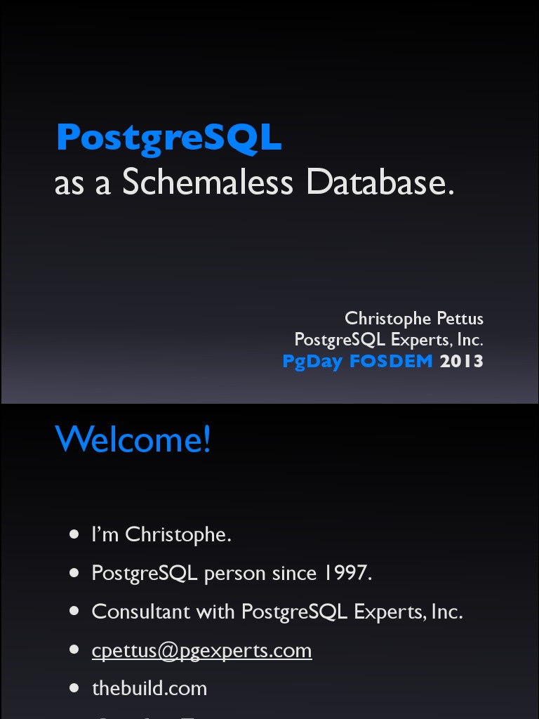 Postgresql As A Nosql Database Pdf Json Postgre Sql
