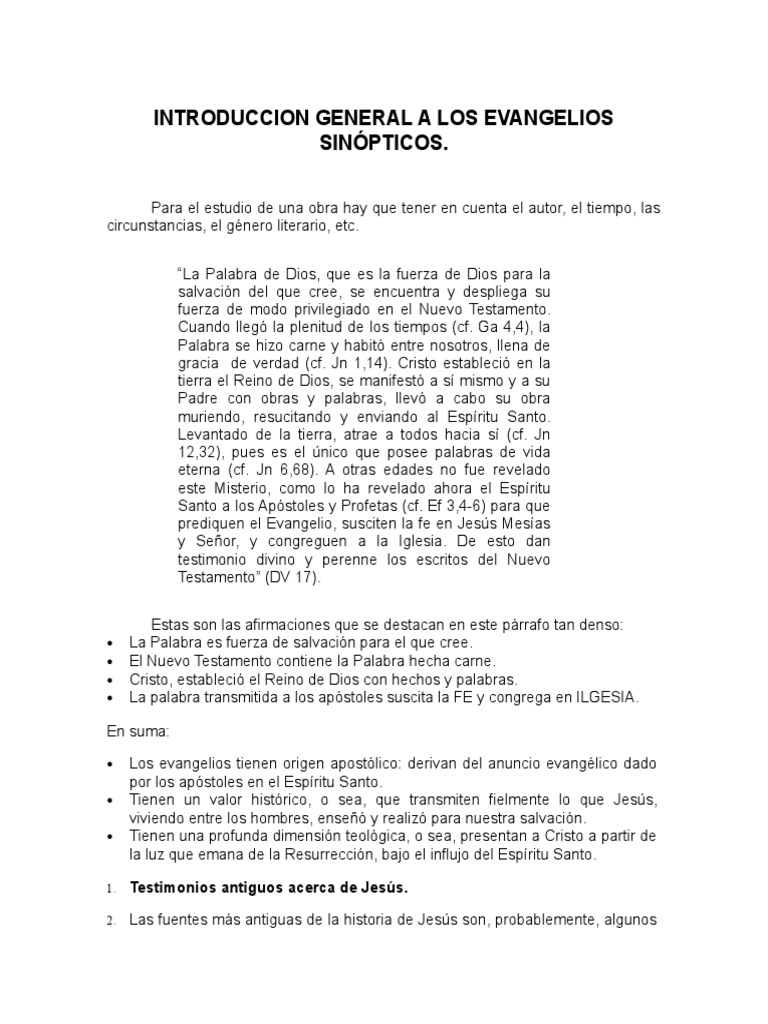 Introducción General A Los Evangelios Sinópticos - Wps | PDF | Evangelios | Evangelio de Mateo