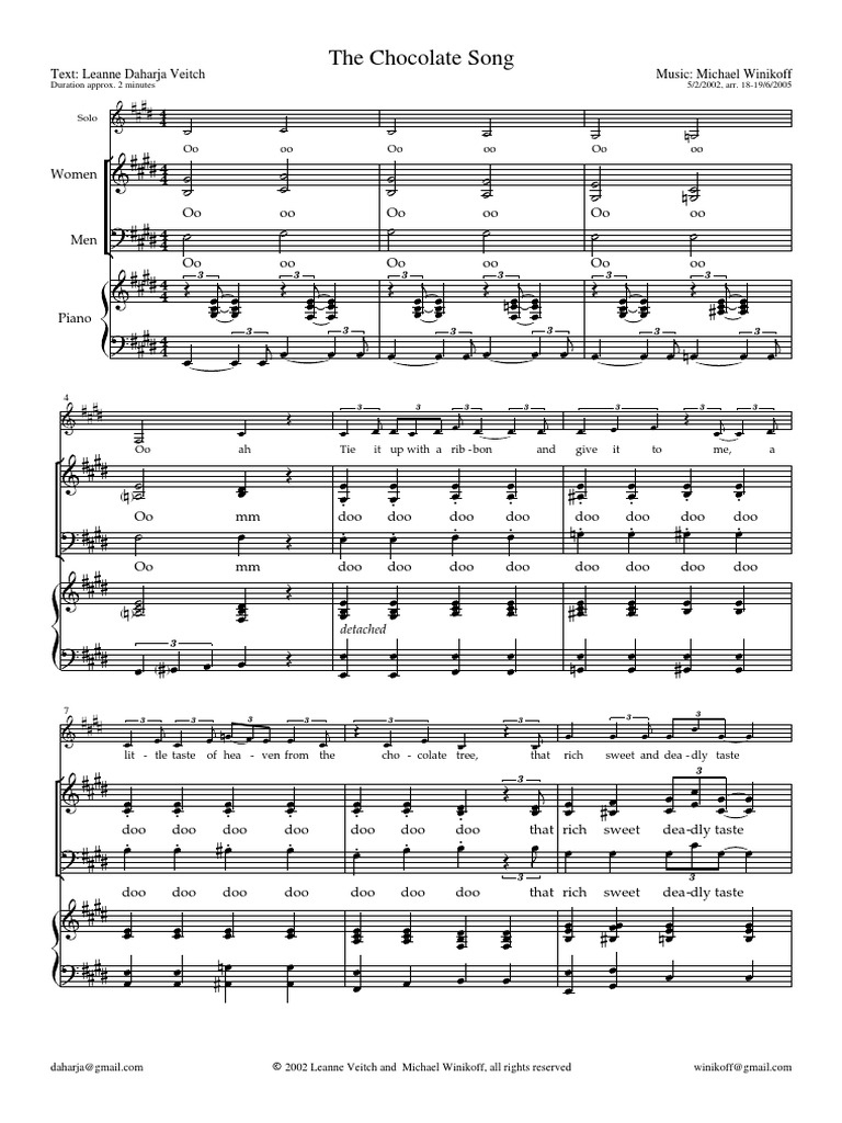 The Chocolate Song: Oo Oo Oo Oo Oo Oo | PDF