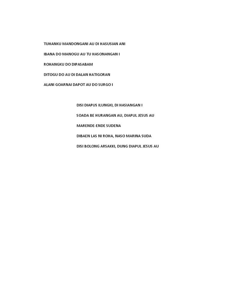 Tuhanku Mandongani Au Di Hasusian Ani | PDF
