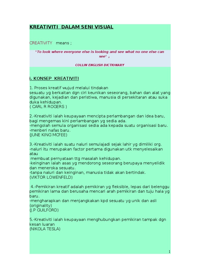Kreativiti Dalam Seni Visual | PDF