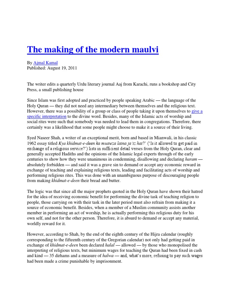 The Making of The Modern Maulvi | PDF | Sunni Islam | Shia Islam