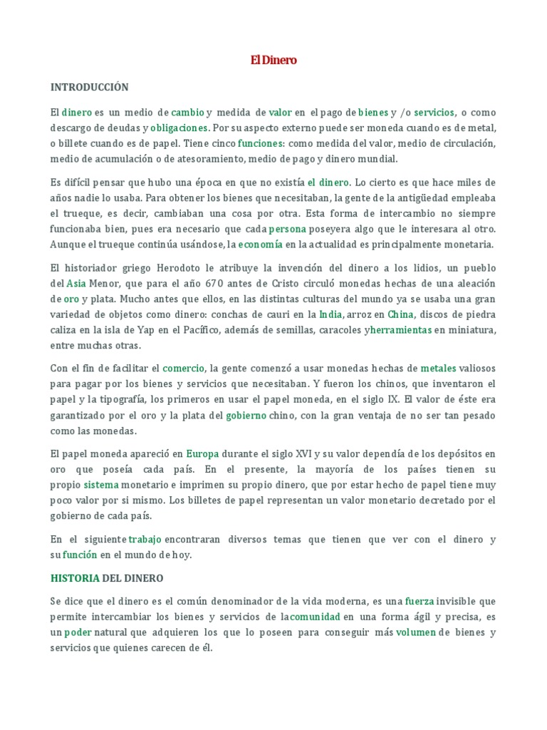 El Dinero | PDF | Monedas | Dinero