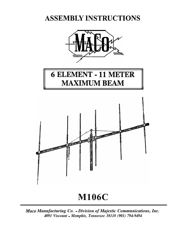 Maco 6 Element Beam Manual | PDF | Antenna (Radio) | Coaxial Cable