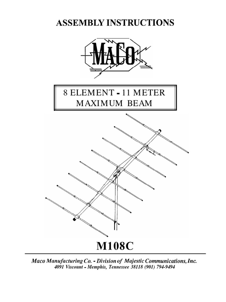 Maco 8 Element Beam Manual | Antenna (Radio) | Coaxial Cable