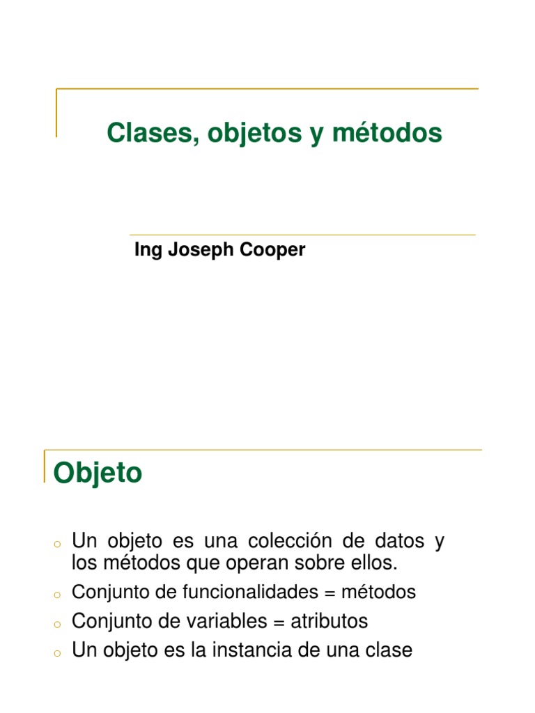 Clases Objetos y Metodos | PDF | Objeto (informática) | Clase (Programación informática)