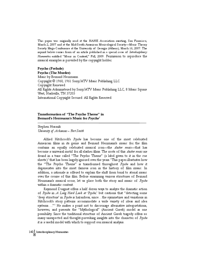 Transformation of The Psycho Theme | PDF