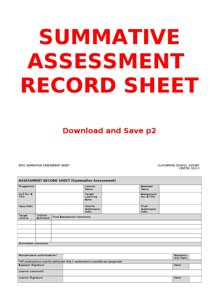 07 BTEC Summative Assesment Cover Sheet | PDF