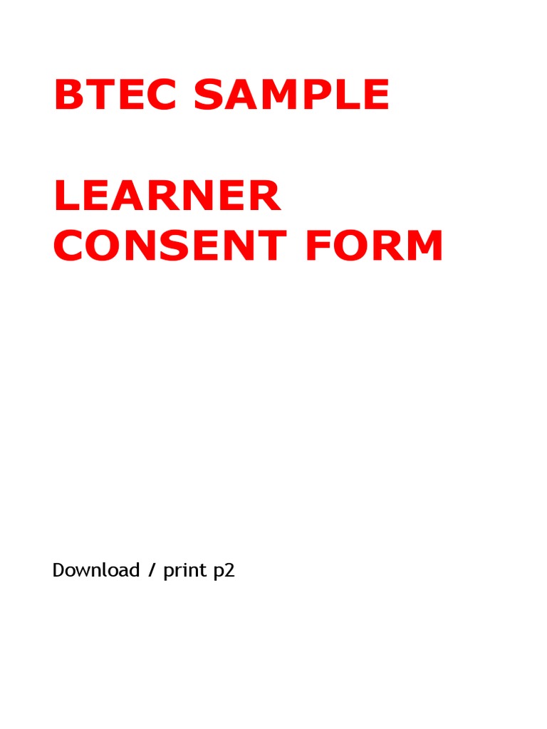 09 BTEC Learner Consent Form 2012 13 | PDF