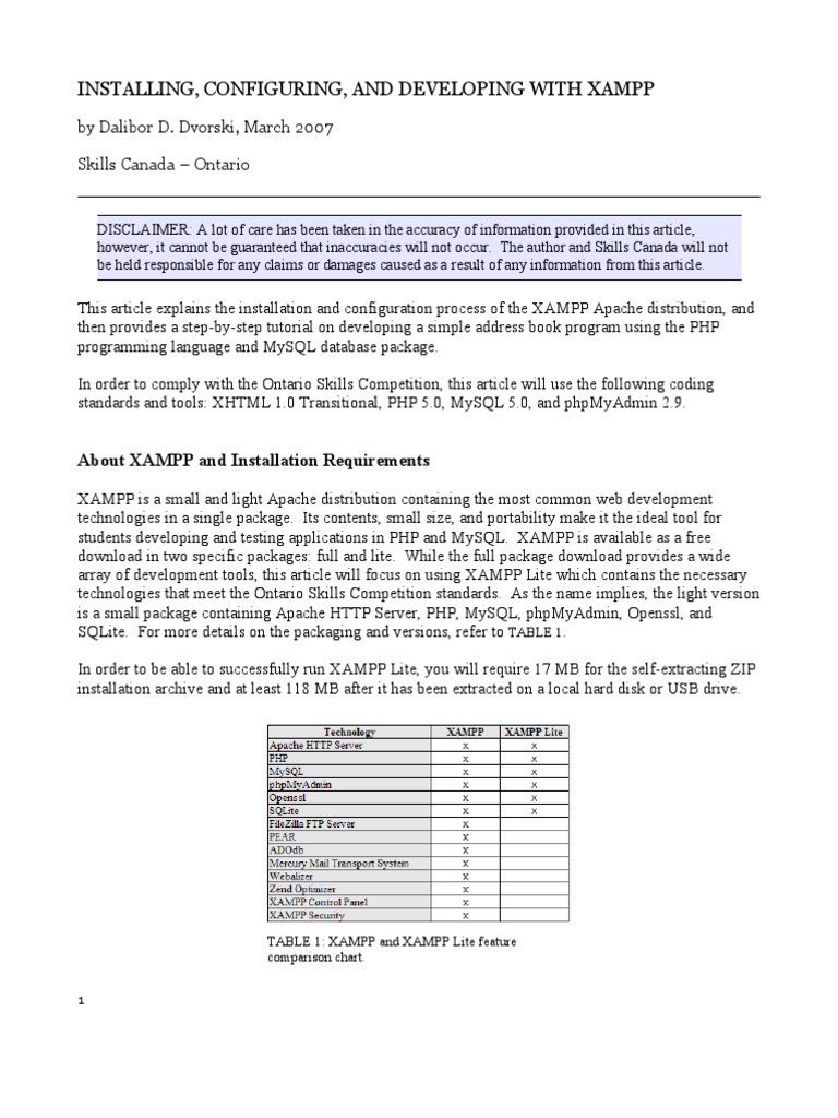 Installing, Configuring, and Developing With Xampp | PDF | Php | Web Server