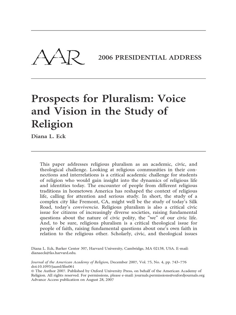 Eck, Religious Pluralism | PDF | Interfaith Dialogue | Religious Pluralism