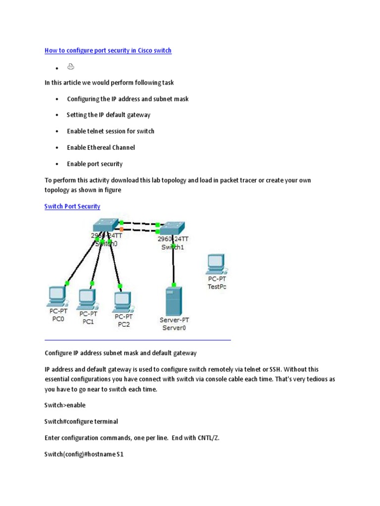 Configure Cisco Switch Port Security | PDF | Network Switch | Port (Computer Networking)