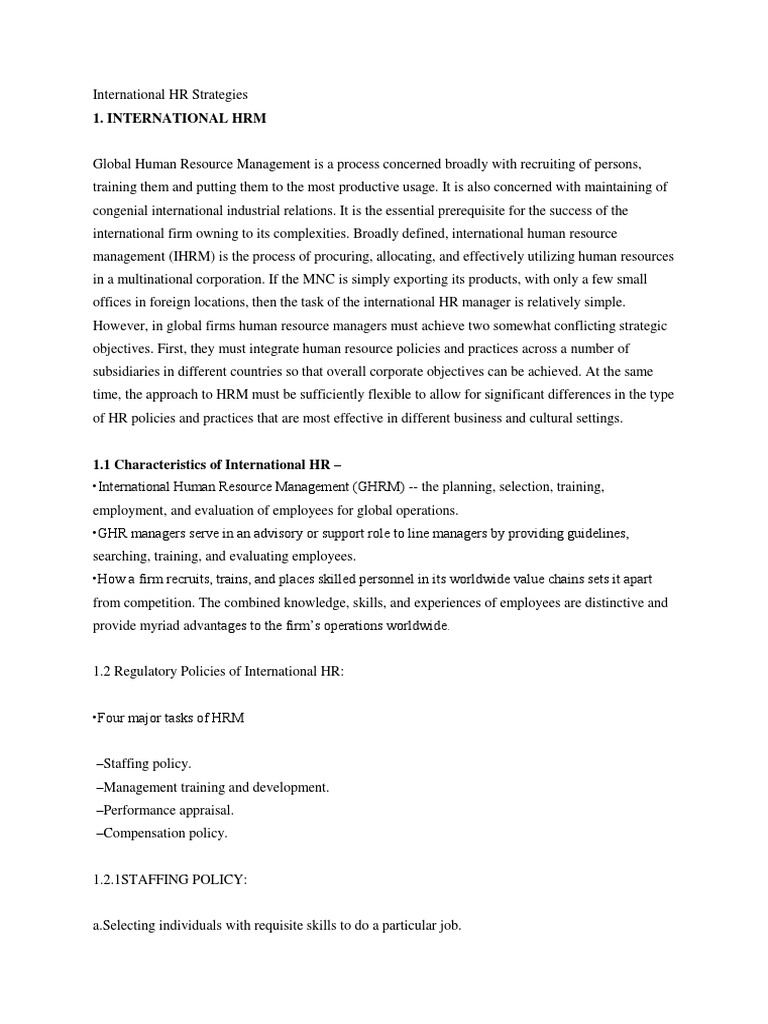 International HR Strategies | PDF | Business