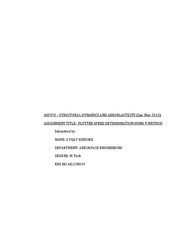 Flutter Speed Determination Using P | PDF | Continuum Mechanics ...
