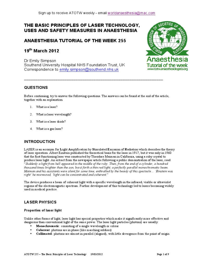 255 Basic Principles of Laser Technology | PDF | Laser | Light