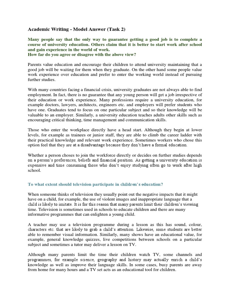 Academic Writing Model Answer | PDF