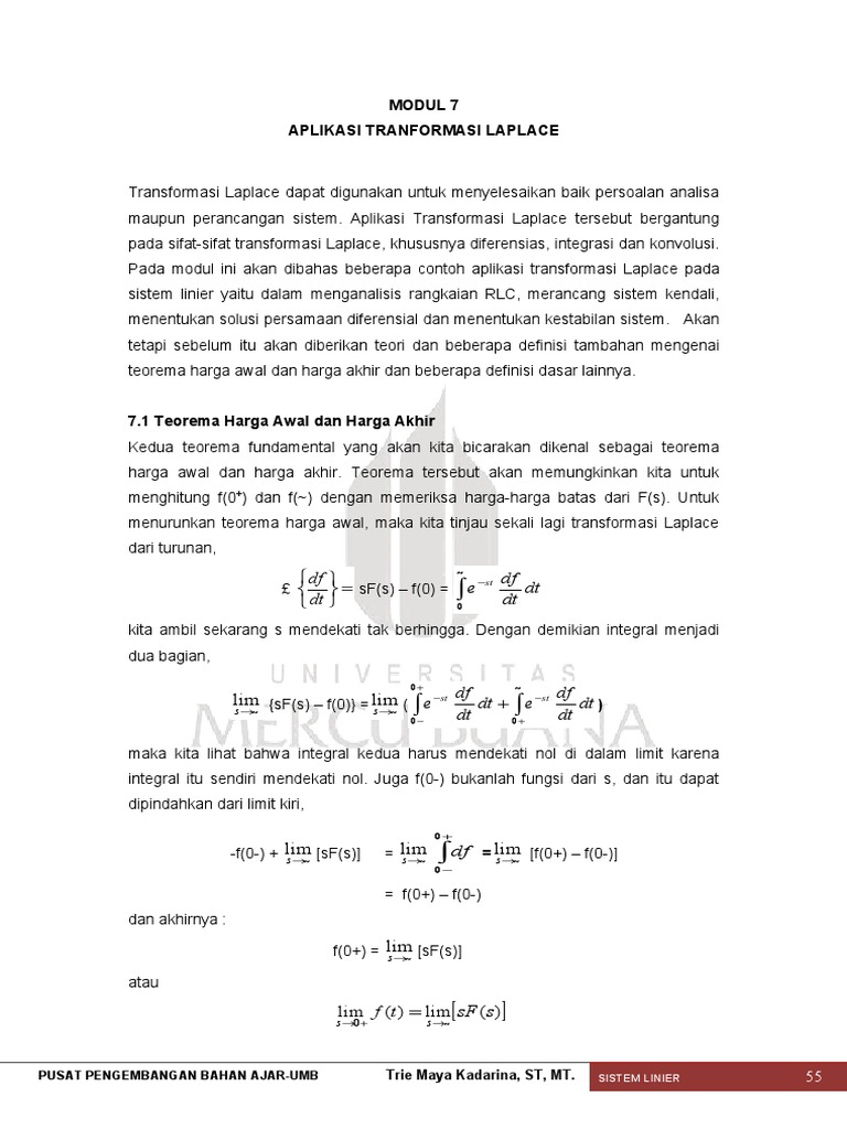 Modul 7 Aplikasi Transformasi Laplace | PDF