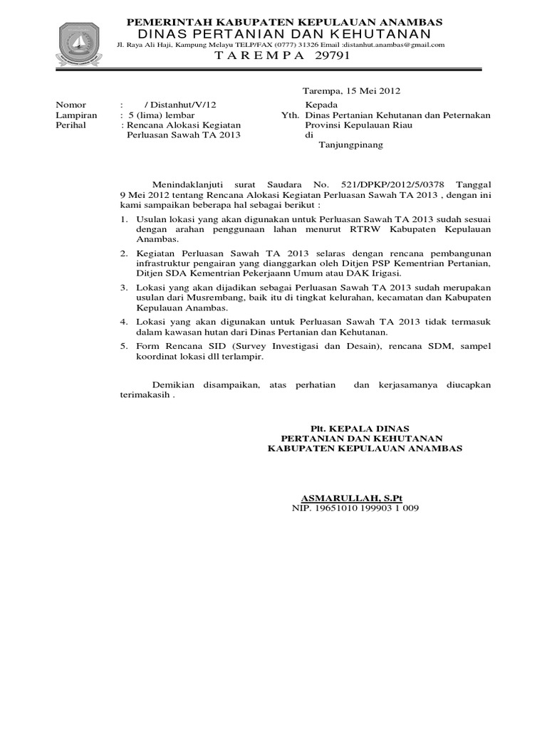 Contoh Surat Balasan Resmi | PDF